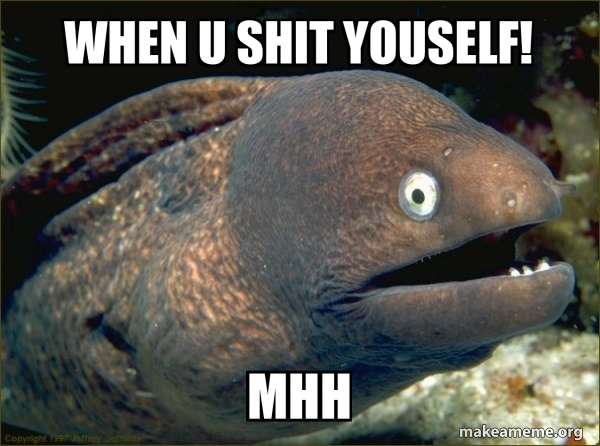 when u shit youself! Mhh - Bad Joke Eel Meme Generator