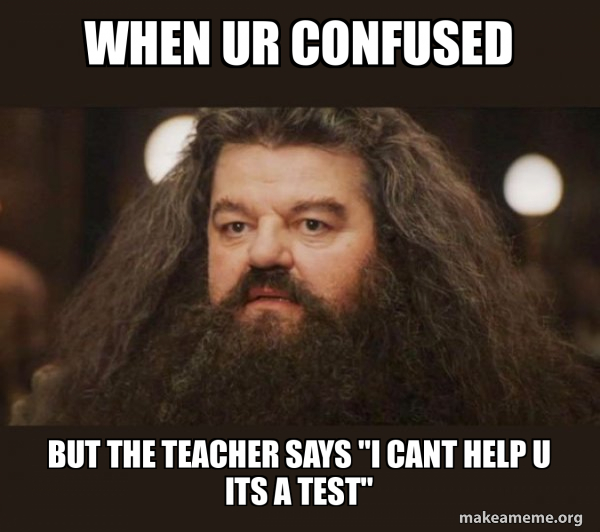 WHEN UR CONFUSED BUT THE TEACHER SAYS "I CANT HELP U ITS A TEST ...