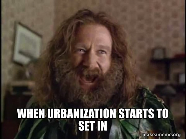 When urbanization starts to set in - Robin Williams - What year is it ...