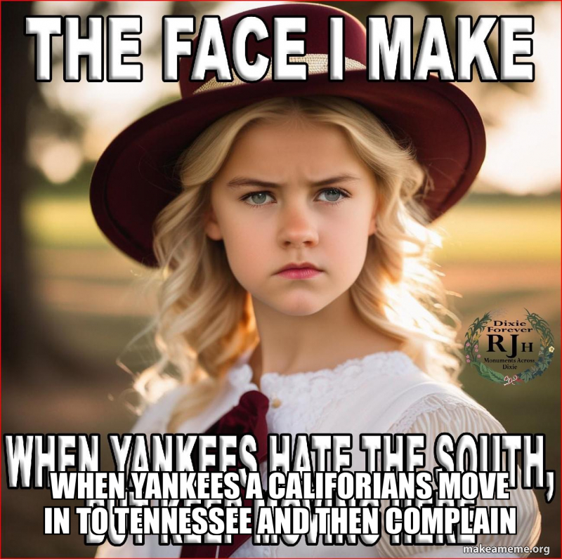 When yankees a Califorians move in to Tennessee and then complain Meme ...