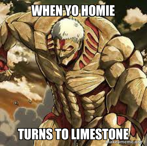 when yo homie turns to limestone Meme Generator