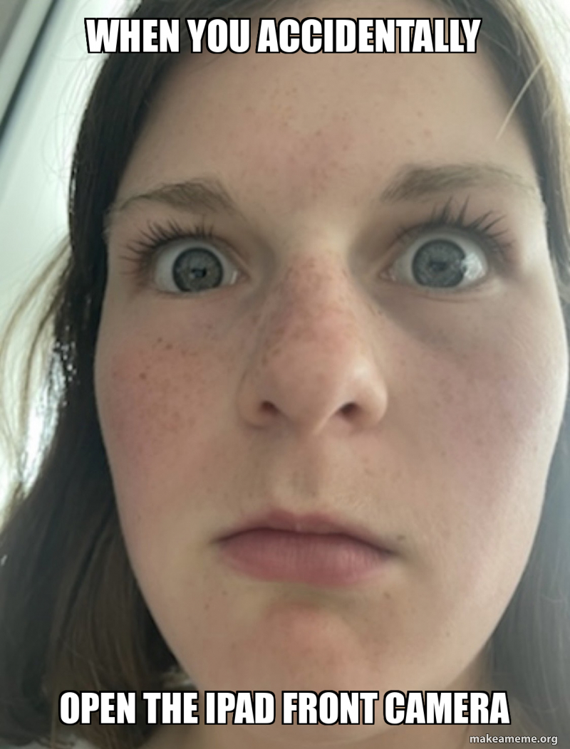 when you accidentally open the ipad front camera Meme Generator