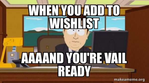 WHEN YOU ADD TO WISHLIST aaaand you're VAIL READY - aaaand its gone ...