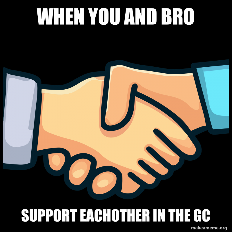 when you and bro Support eachother in the gc Meme Generator