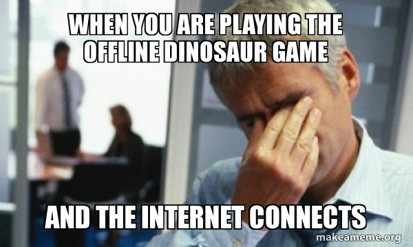 When you are playing the offline dinosaur game And the internet ...