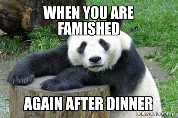 When you are famished again after dinner - Confession Panda | Make a Meme