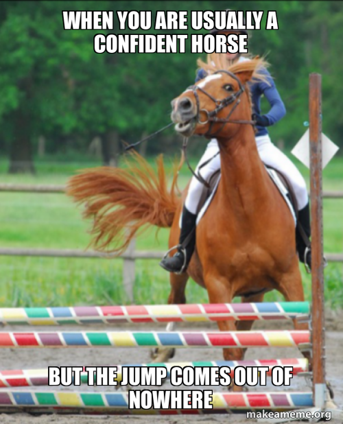 When you are usually a confident Horse But the jump comes out of ...