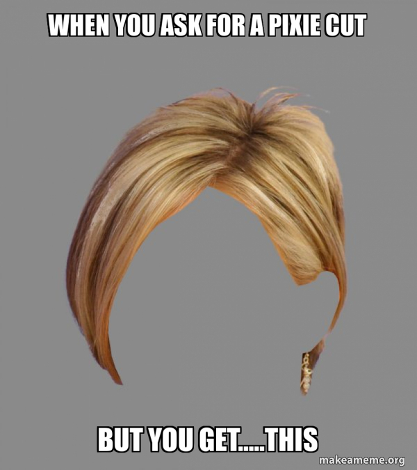 WHEN YOU ASK FOR A PIXIE CUT BUT YOU GET.....THIS - The Karen Hair Meme ...