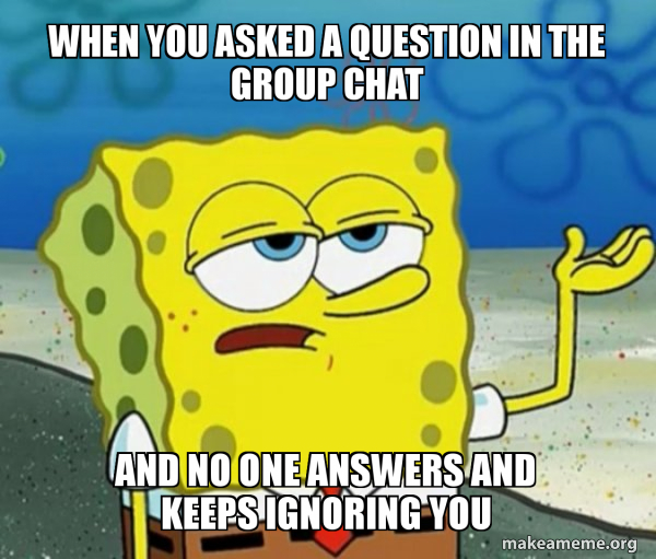 when you asked a question in the group chat and no one answers and ...