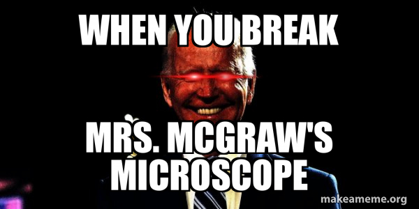 When you break Mrs. McGraw's microscope - Dark Brandon Meme Generator