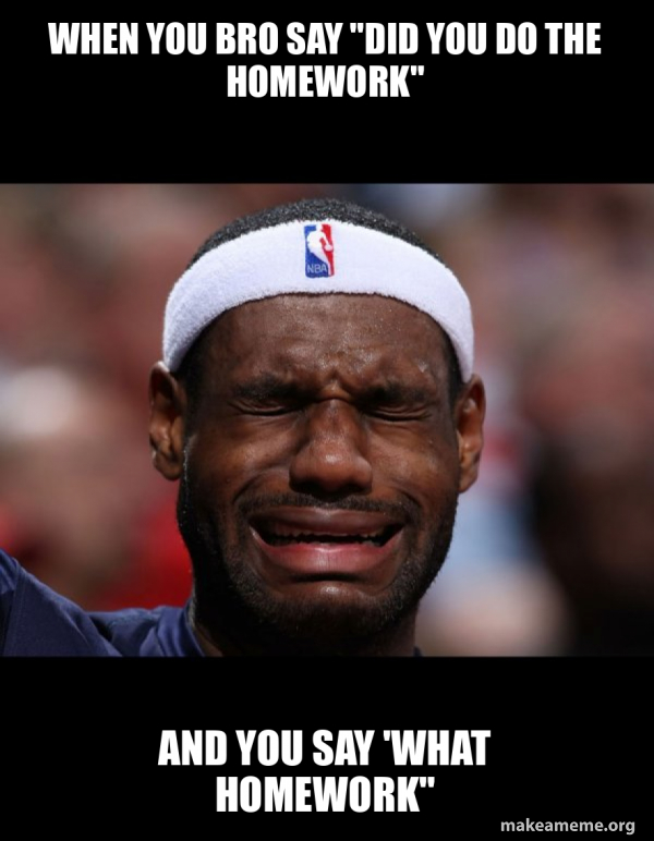 when you bro say "did you do the homework" and you say 'what homework ...