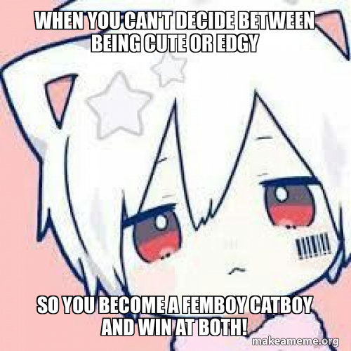 When you can't decide between being cute or edgy So you become a femboy catboy and win at both ...