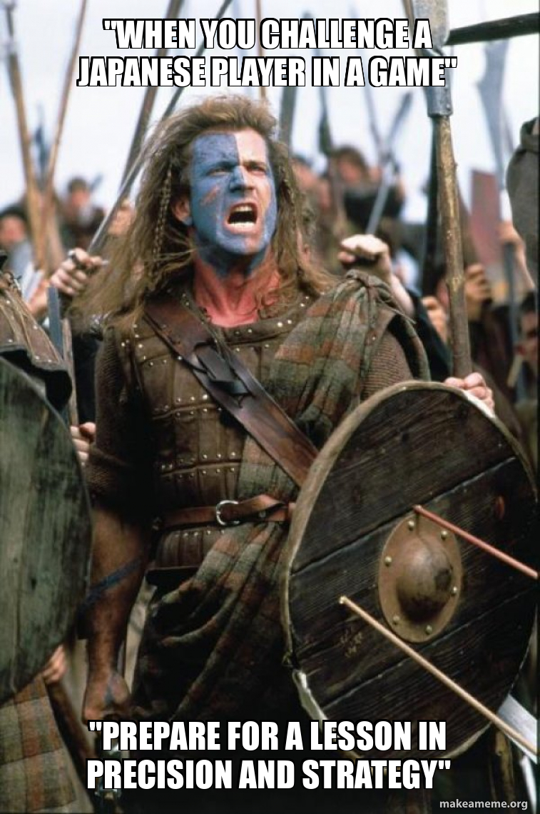 "When you challenge a Japanese player in a game" "Prepare for a lesson ...