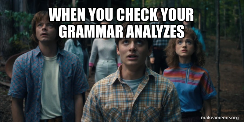 when you check your grammar analyzes Meme Generator