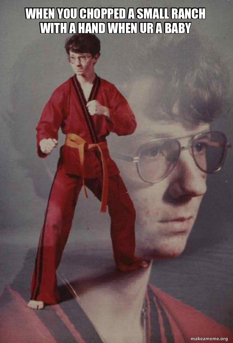 When you chopped a small ranch with a hand when ur a baby - Karate Kyle ...