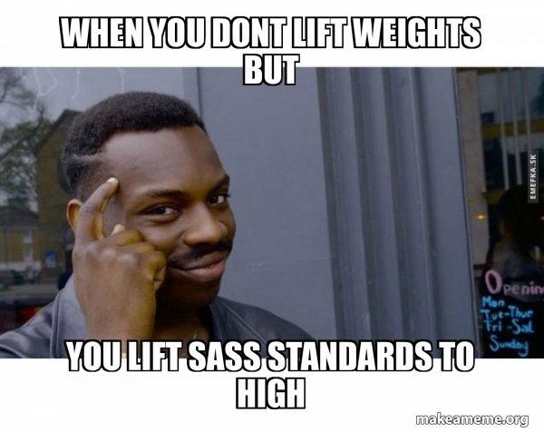When you dont lift weights but you lift sass standards to high - Roll ...