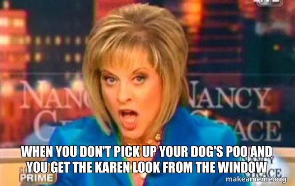when you don't pick up your dog's poo and you get the karen look from ...