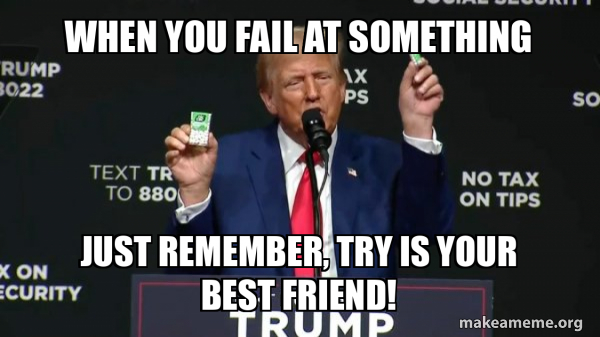 When you fail at something Just remember, try is your best friend ...