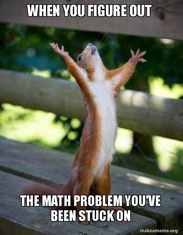 When you figure out The math problem you've been stuck on - Happy ...
