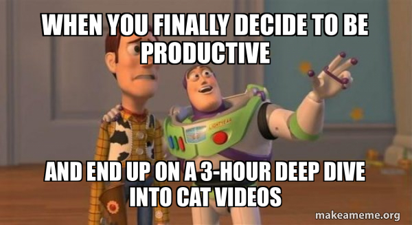 When you finally decide to be productive And end up on a 3-hour deep ...