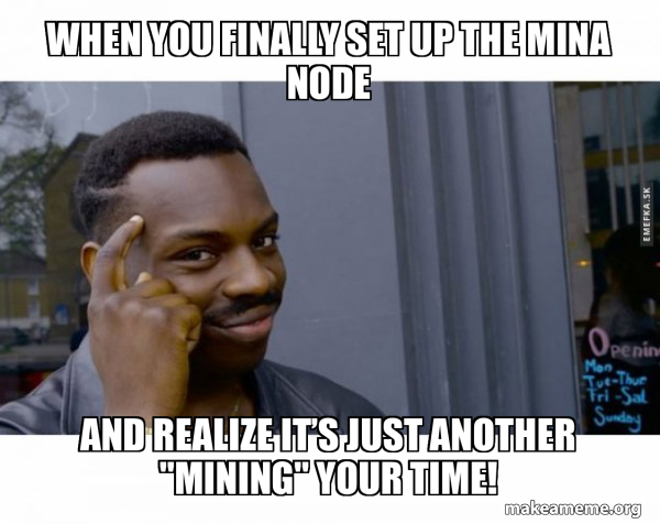 When you finally set up the MINA NODE And realize it’s just another ...