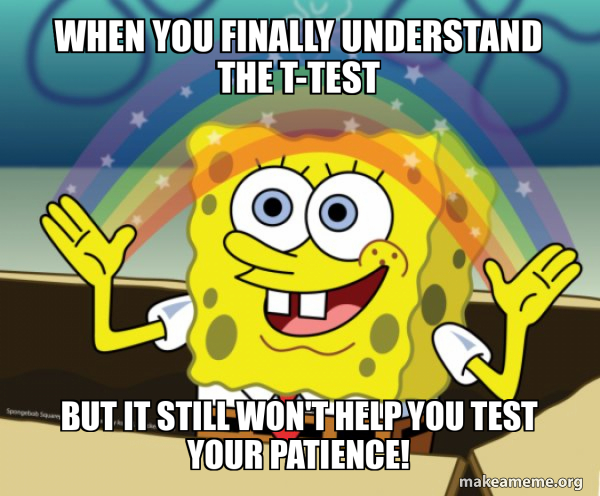 When you finally understand the T-test But it still won't help you test ...
