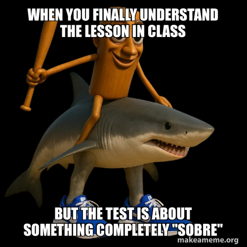 When you finally understand the lesson in class But the test is about ...