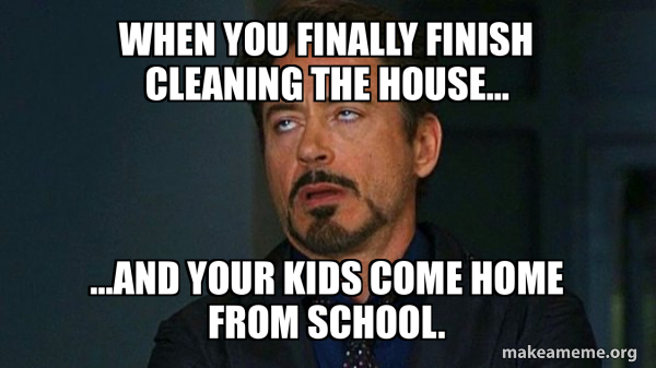 When you finally finish cleaning the house... ...and your kids come ...