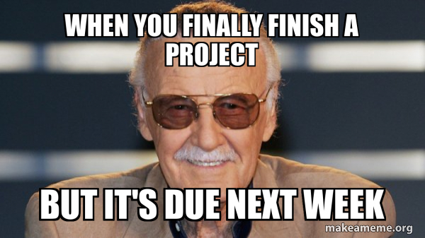 When you finally finish a project But it's due next week - Stan Lee ...