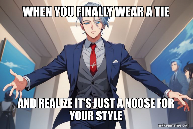 When you finally wear a tie And realize it's just a noose for your ...