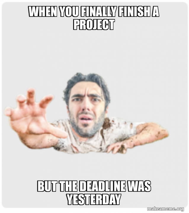 When you finally finish a project But the deadline was yesterday Meme ...