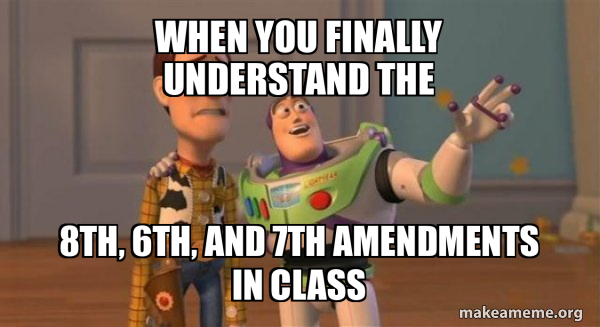 When you finally understand the 8th, 6th, and 7th Amendments in class ...