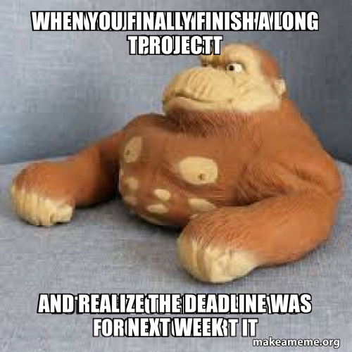 When you finally finish a long project And realize the deadline was ...