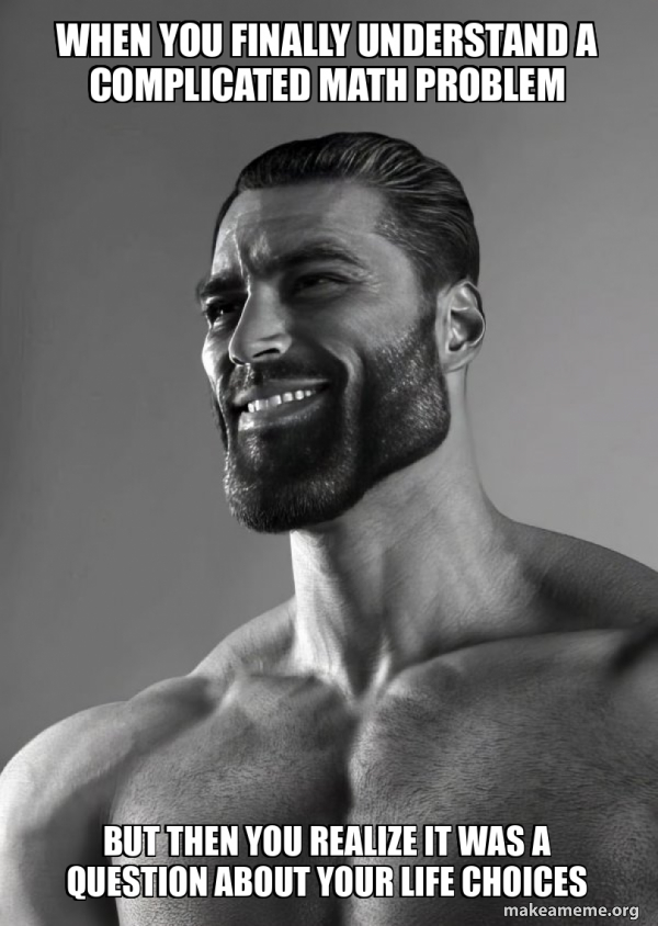 When you finally understand a complicated math problem But then you realize it was a question ...