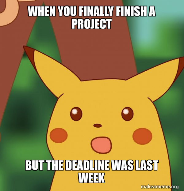 When you finally finish a project But the deadline was last week ...