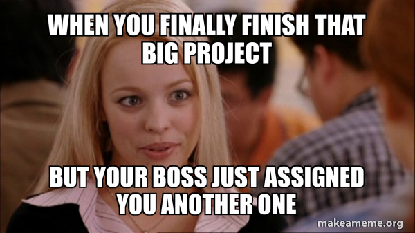 When you finally finish that big project But your boss just assigned ...