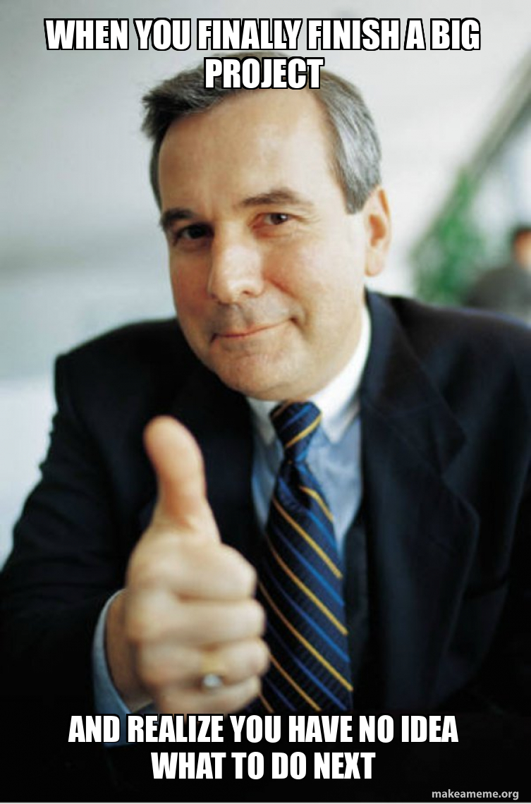 When you finally finish a big project And realize you have no idea what ...