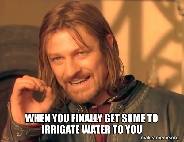 when you finally get some to irrigate water to you - One Does Not ...