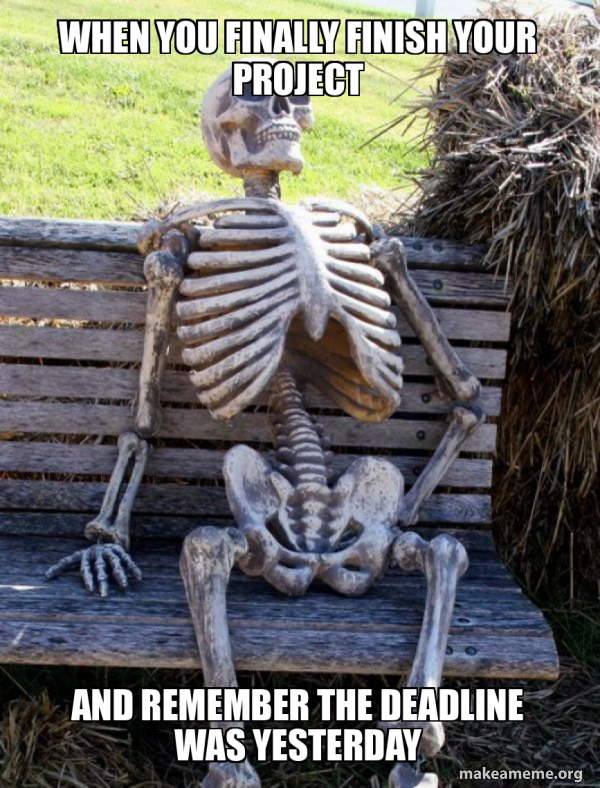 When you finally finish your project And remember the deadline was ...