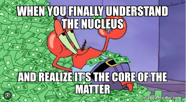 When you finally understand the nucleus And realize it's the core of ...