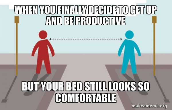 When you finally decide to get up and be productive But your bed still ...