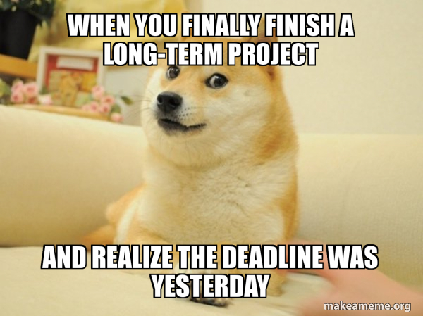 When you finally finish a long-term project And realize the deadline ...