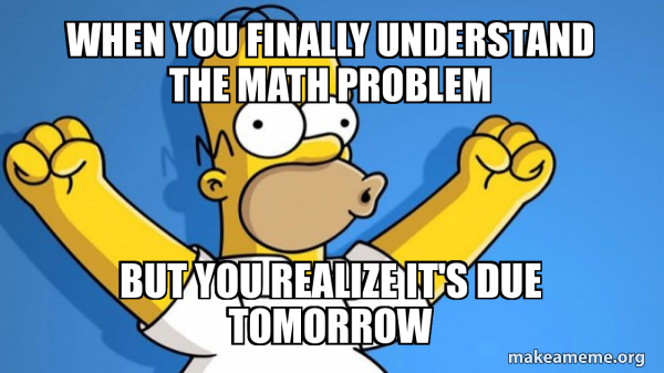 When you finally understand the math problem But you realize it's due ...