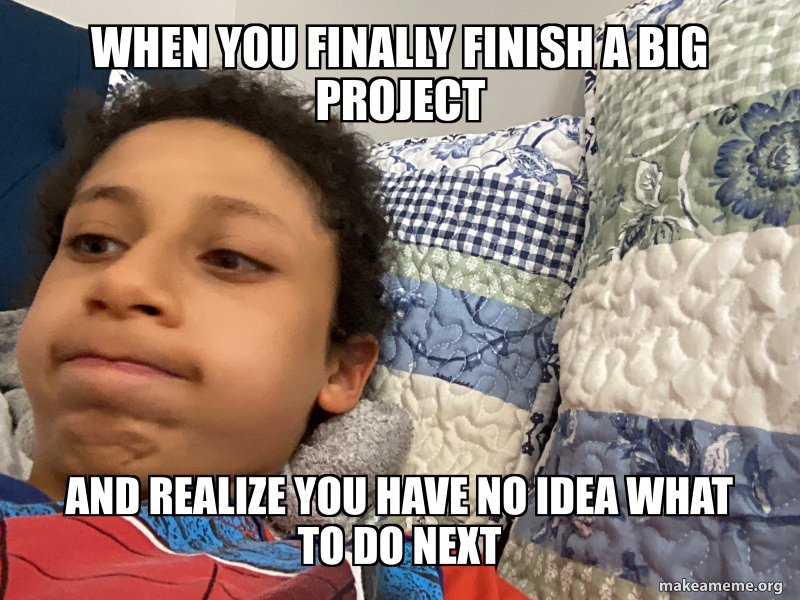 When you finally finish a big project And realize you have no idea what ...