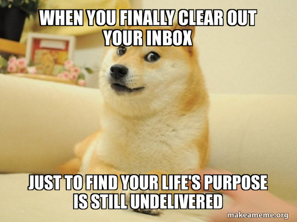 When you finally clear out your InBox Just to find your life's purpose ...