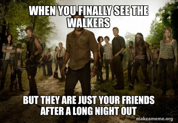 When you finally see the walkers But they are just your friends after a ...
