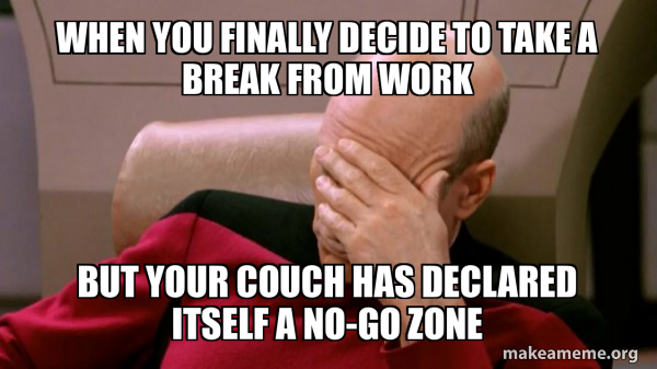 When you finally decide to take a break from work But your couch has ...