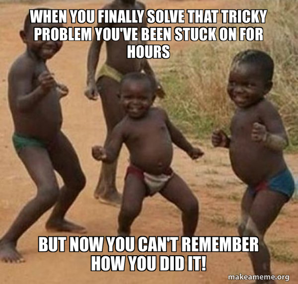 When you finally solve that tricky problem you've been stuck on for ...