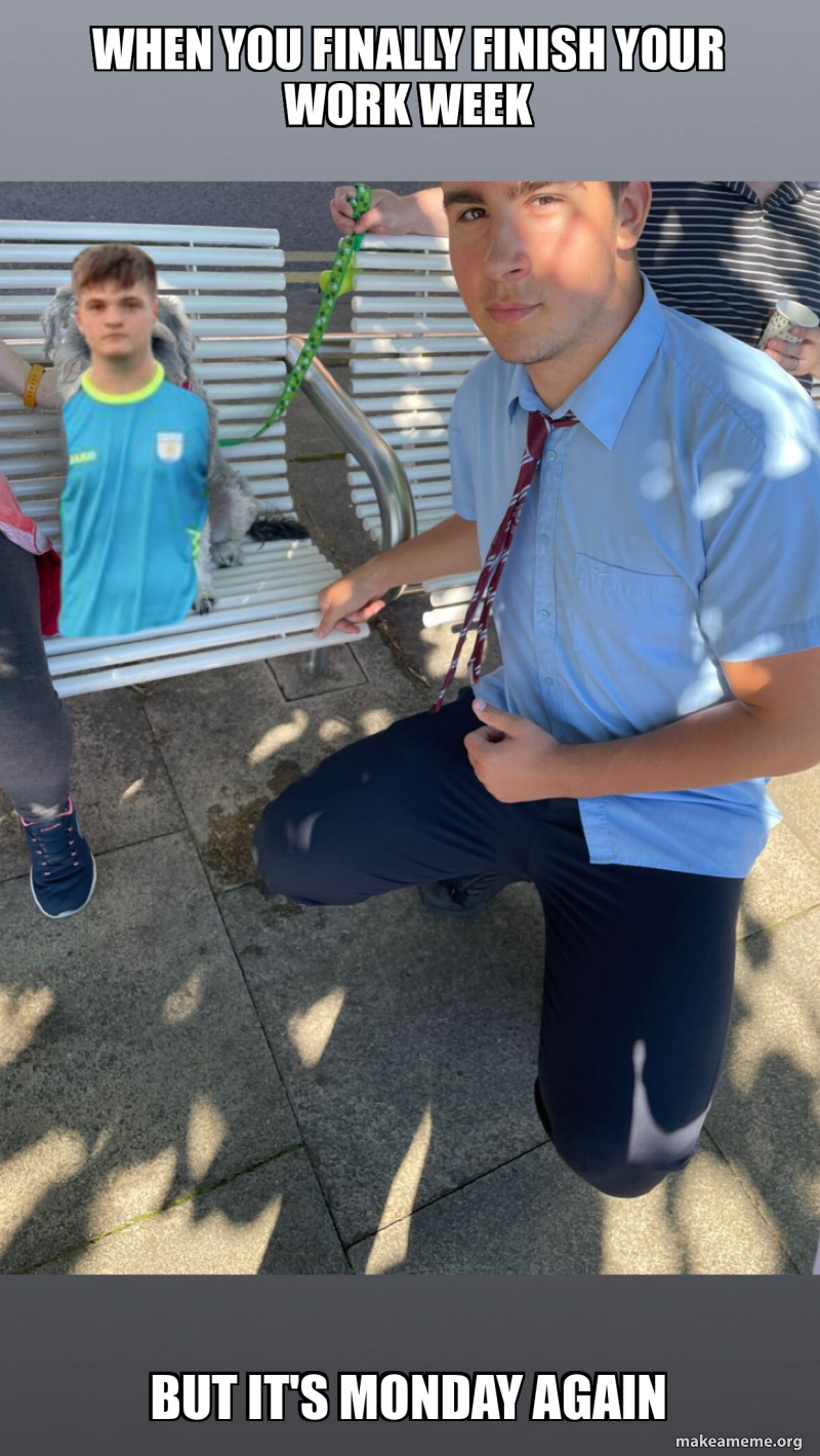 When you finally finish your work week But it's Monday again Meme Generator