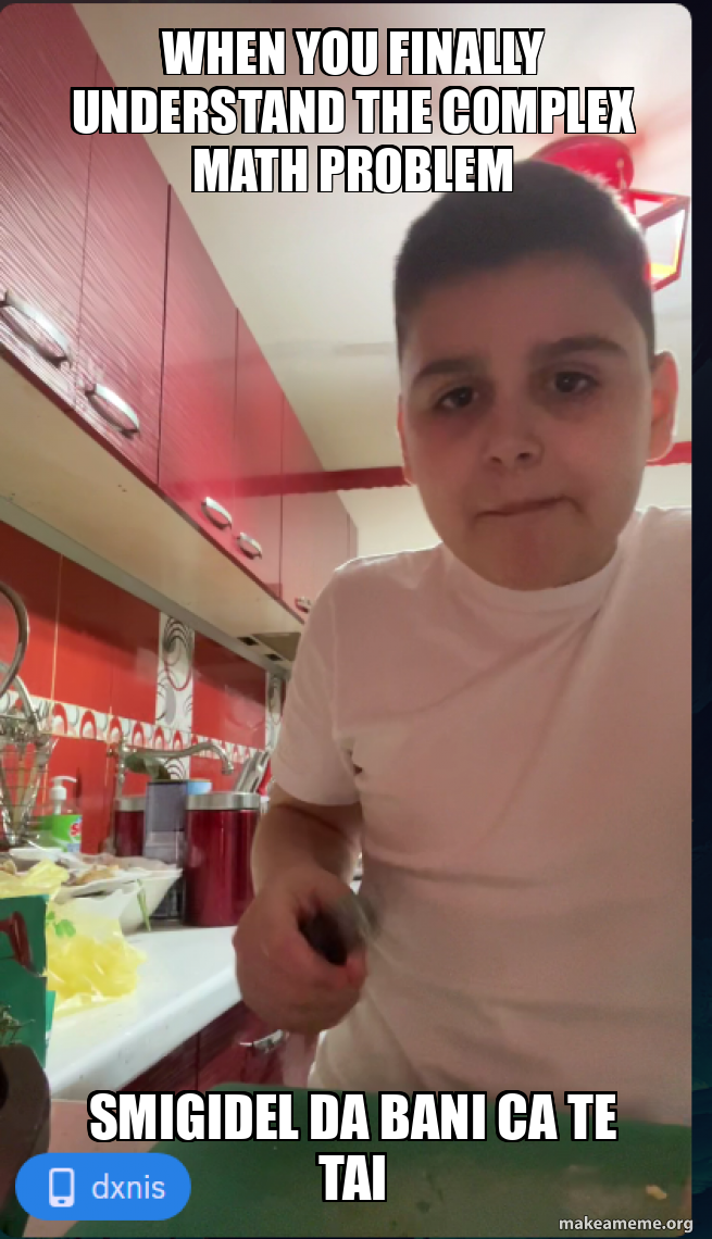 When you finally understand the complex math problem SMIGIDEL DA BANI CA TE TAI Meme Generator